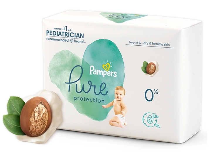 Pampers Pure features plant-based liner enriched with shea butter
